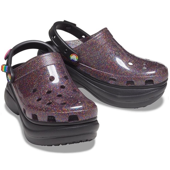 CROCS | Shoes | Crocs Classic Bae Pride Translucent Glitter Clogs ...